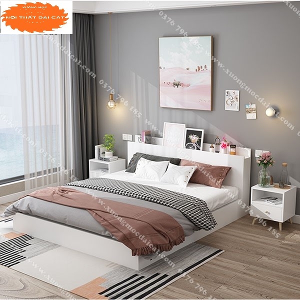 Giường ngủ tông trắng sang trọng G077